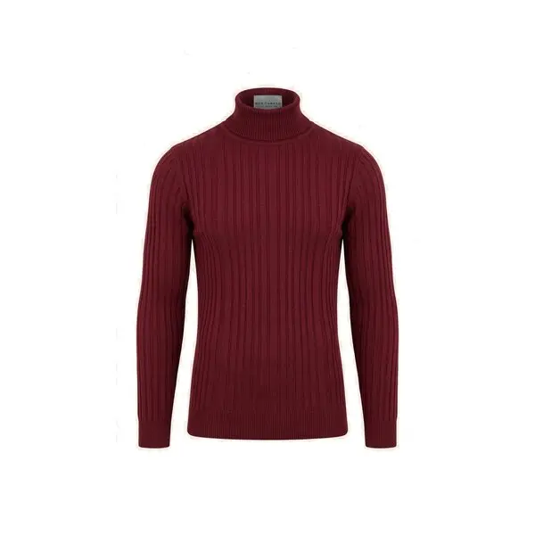 RON TOMSON Roll Neck Ribbed Sweater Burgundy