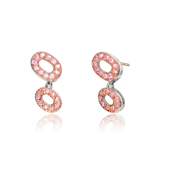 GENEVIVE Sterling Cubic Zirconia Double-o Earrings - Silver
