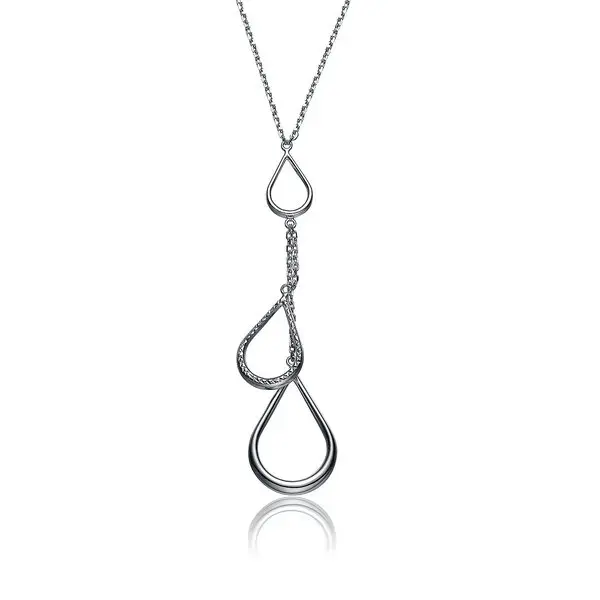GENEVIVE Sterling White Gold Plated Loop Pendant Necklace
