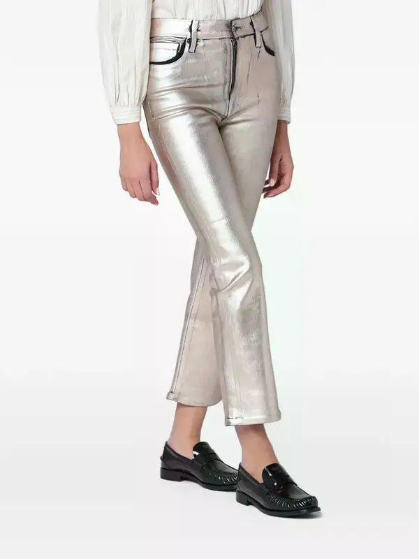 FRAME Metallic-effect Cropped Trousers