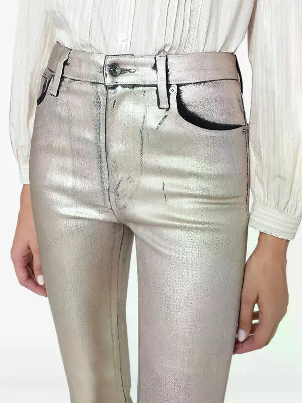 FRAME Metallic-effect Cropped Trousers