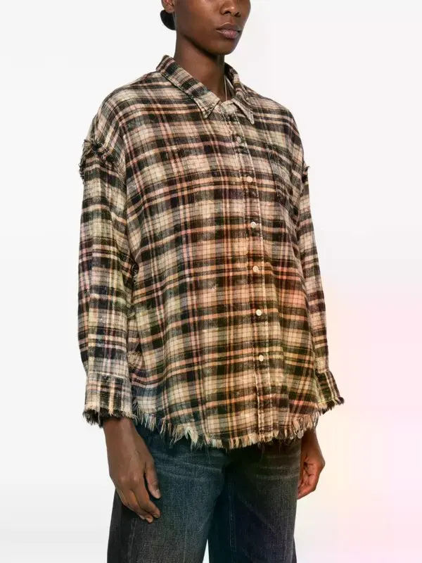 R13 Frayed Plaid Shirt