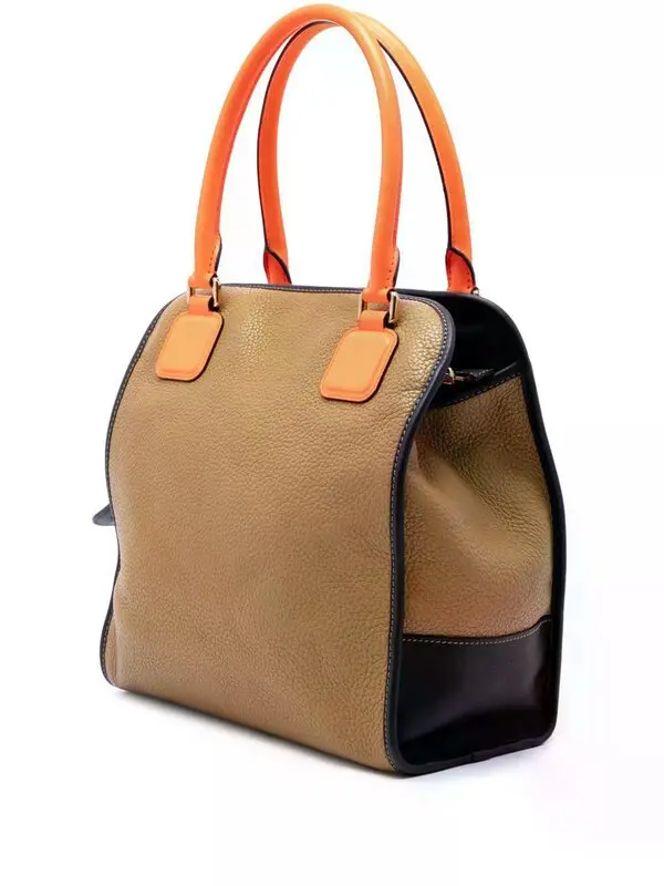 Loewe 2012 Tricolor Leather Anagram Oro Handbag - Brown