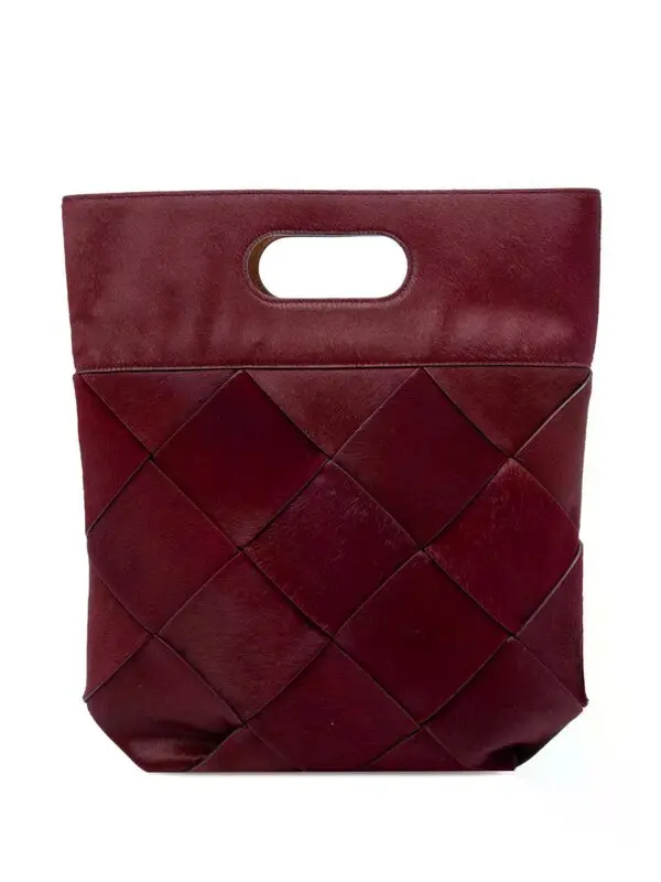 Bottega Veneta 2012-2026 Small Pony Hair Maxi Intrecciato Slip Tote Bag - Red