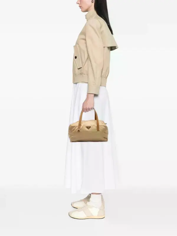 Prada 2013-2026 Saffiano Trimmed Tessuto Boston Bag