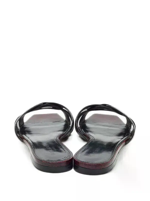 Saint Laurent Tribute Croc-embossed Slides - Red