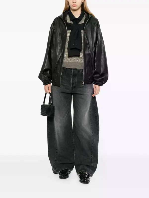 SSSTEIN Lamb Leather Hood Jacket
