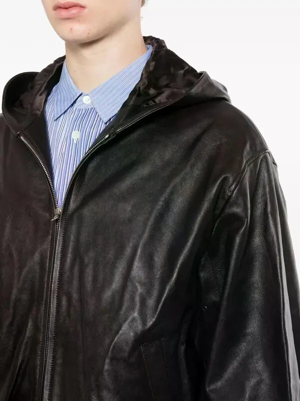 SSSTEIN Lamb Leather Hood Jacket