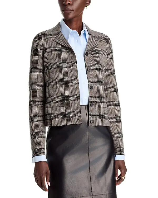 Lafayette 148 New York Check Stitch Knit Blazer