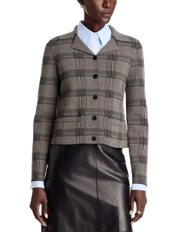 Lafayette 148 New York Check Stitch Knit Blazer