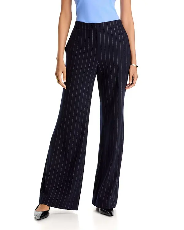 Lafayette 148 New York Lafayette Pinstripe Wool Jersey Flare Pant - Navy Multi