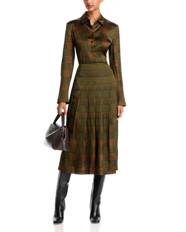 Lafayette 148 New York Silk Pleated Long Skirt