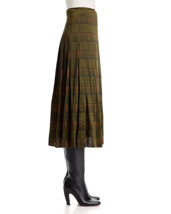 Lafayette 148 New York Silk Pleated Long Skirt
