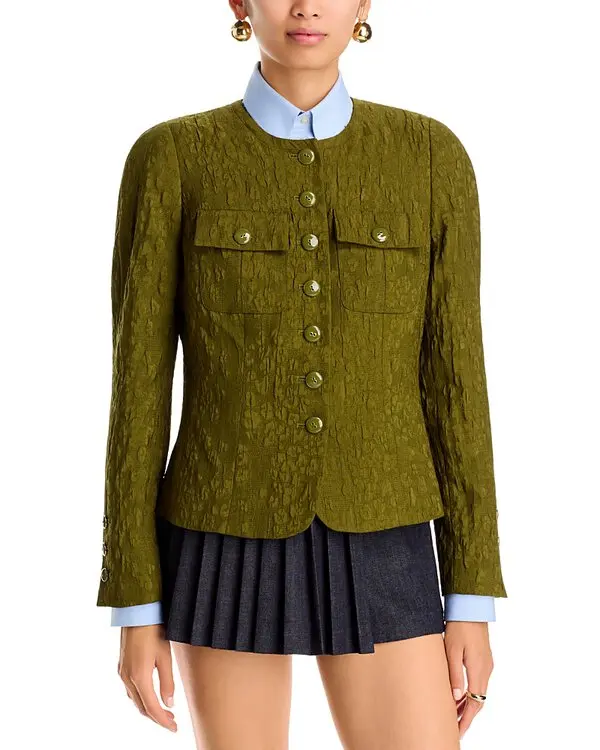 Sonia Rykiel Paris Textured Fitted Rounded Shoulder Jacket - Moss