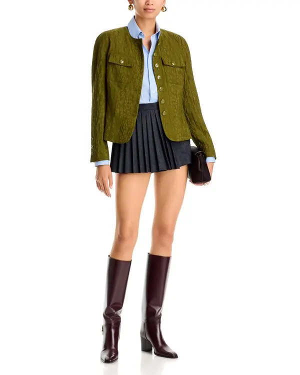 Sonia Rykiel Paris Textured Fitted Rounded Shoulder Jacket - Moss
