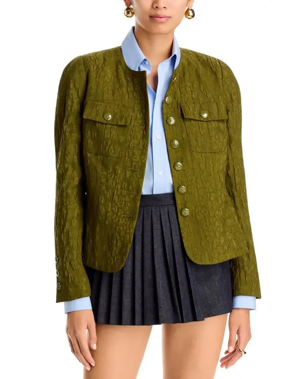 Sonia Rykiel Paris Textured Fitted Rounded Shoulder Jacket - Moss