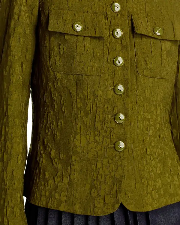 Sonia Rykiel Paris Textured Fitted Rounded Shoulder Jacket - Moss