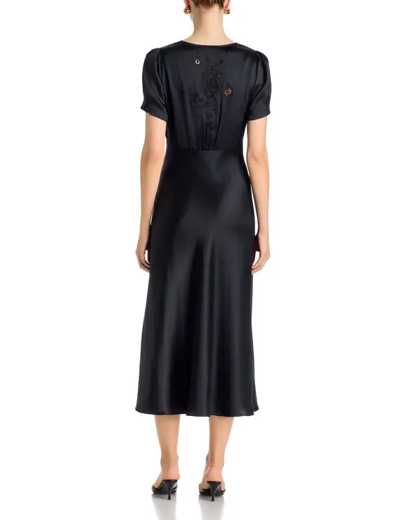 Johnny Was Yammilet Silk Embroidered Midi Dress