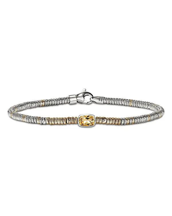 John Hardy 14k Yellow Gold & Sterling Heishi Citrine Bead Bracelet - Silver