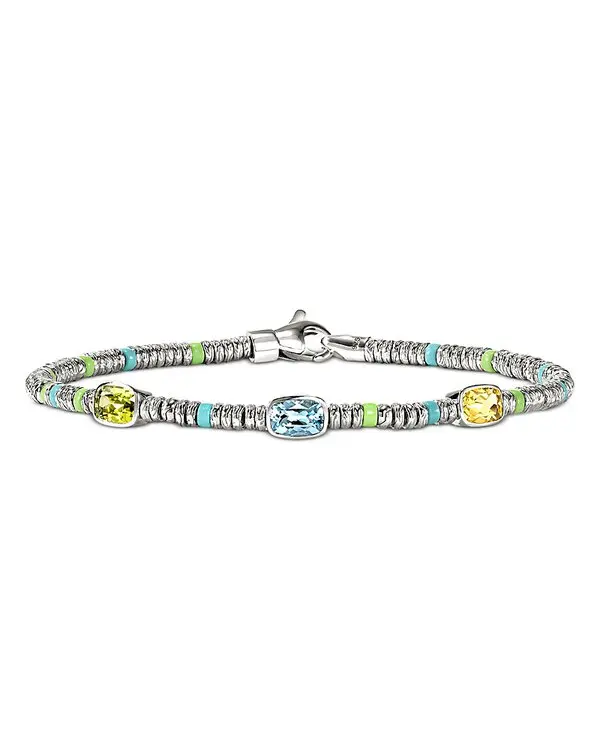 John Hardy Sterling Heishi Multi Gemstone Bead Bracelet