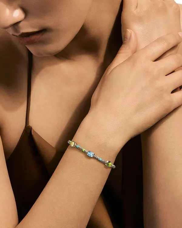 John Hardy Sterling Heishi Multi Gemstone Bead Bracelet