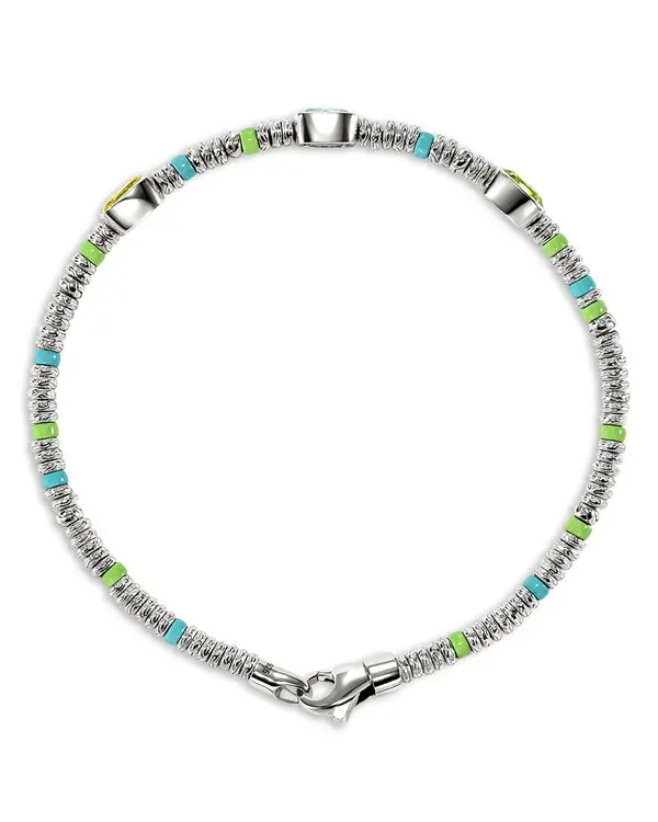 John Hardy Sterling Heishi Multi Gemstone Bead Bracelet