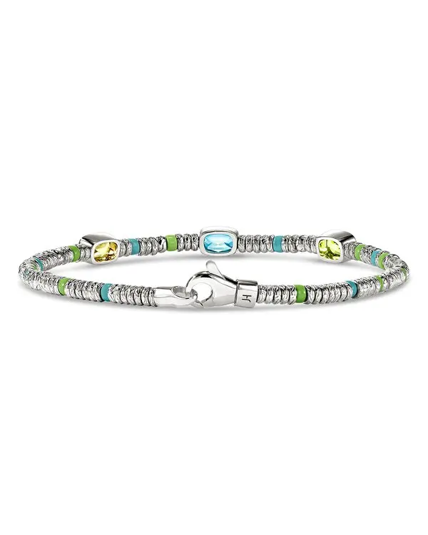 John Hardy Sterling Heishi Multi Gemstone Bead Bracelet