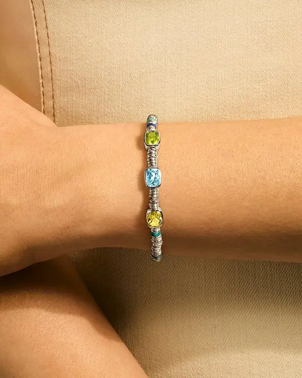 John Hardy Sterling Heishi Multi Gemstone Bead Bracelet
