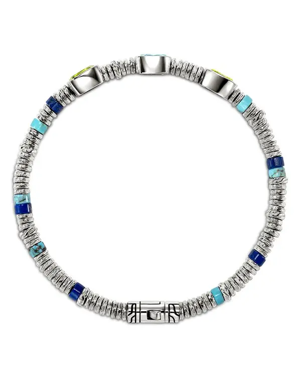 John Hardy Sterling Heishi Multi Gemstone Bead Bracelet