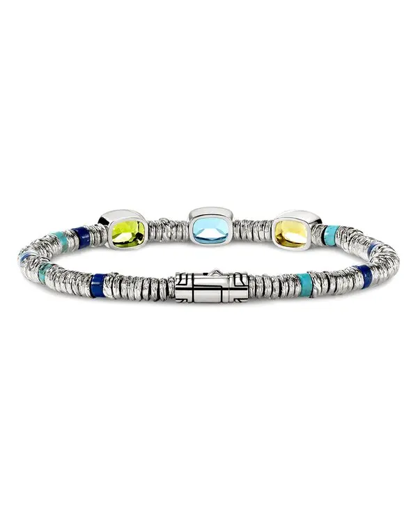 John Hardy Sterling Heishi Multi Gemstone Bead Bracelet
