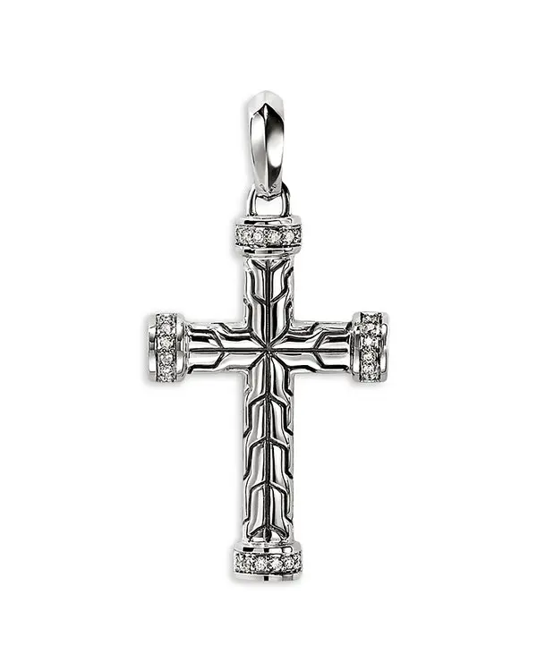 John Hardy Sterling Jh Essential Diamond Cross Pendant, 0.09 Tcw