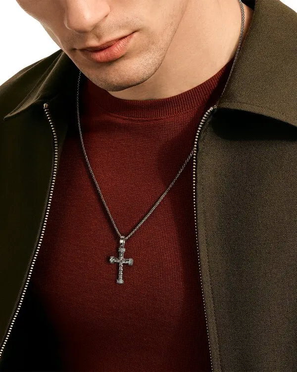 John Hardy Sterling Jh Essential Diamond Cross Pendant, 0.09 Tcw