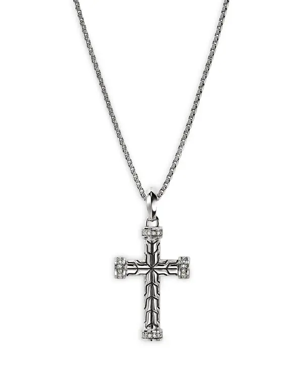 John Hardy Sterling Jh Essential Diamond Cross Pendant, 0.09 Tcw