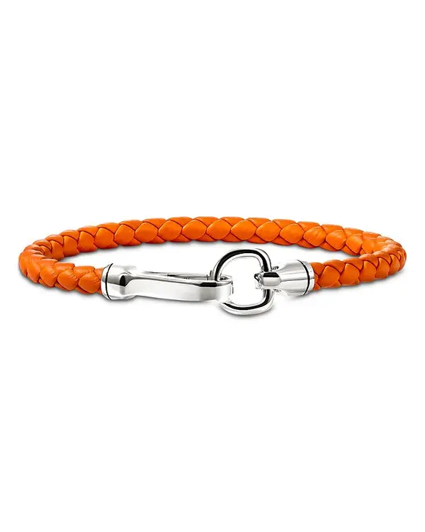 John Hardy Sterling Orange Leather Woven Bracelet