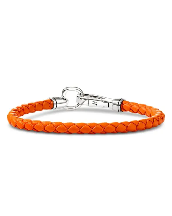 John Hardy Sterling Orange Leather Woven Bracelet
