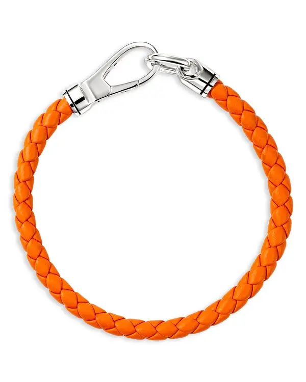 John Hardy Sterling Orange Leather Woven Bracelet