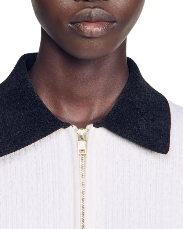 Sandro Maya Cable Knit Cropped Cardigan