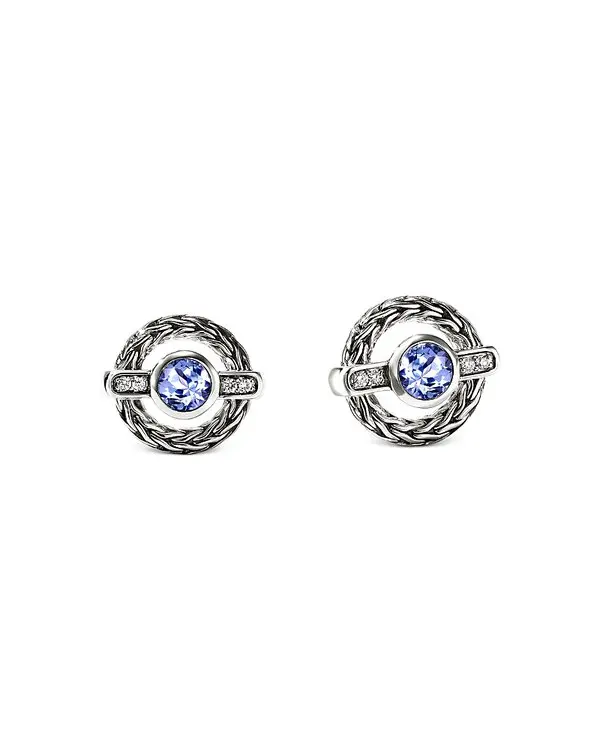 John Hardy Sterling Icon Tanzanite & Diamond Halo Stud Earrings - Silver