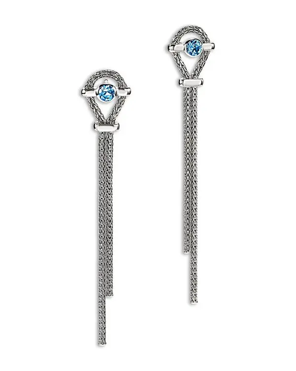 John Hardy Sterling Icon Swiss Blue Topaz Drop Earrings