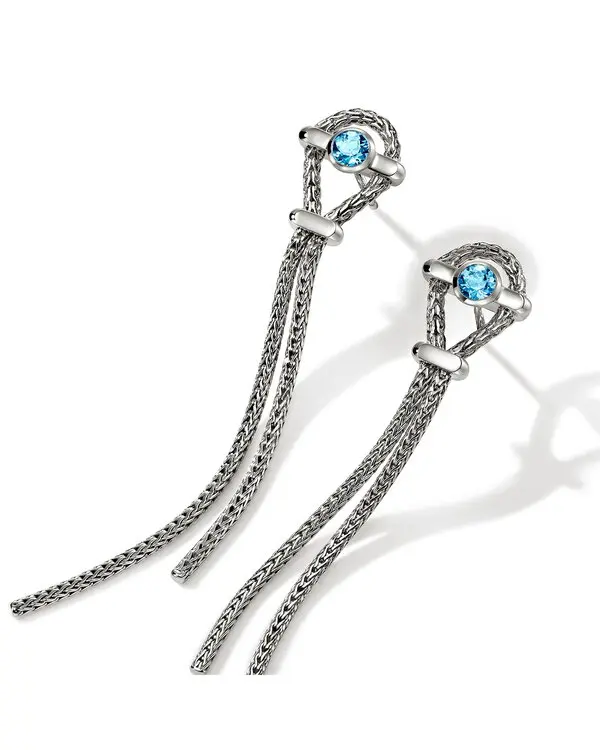 John Hardy Sterling Icon Swiss Blue Topaz Drop Earrings