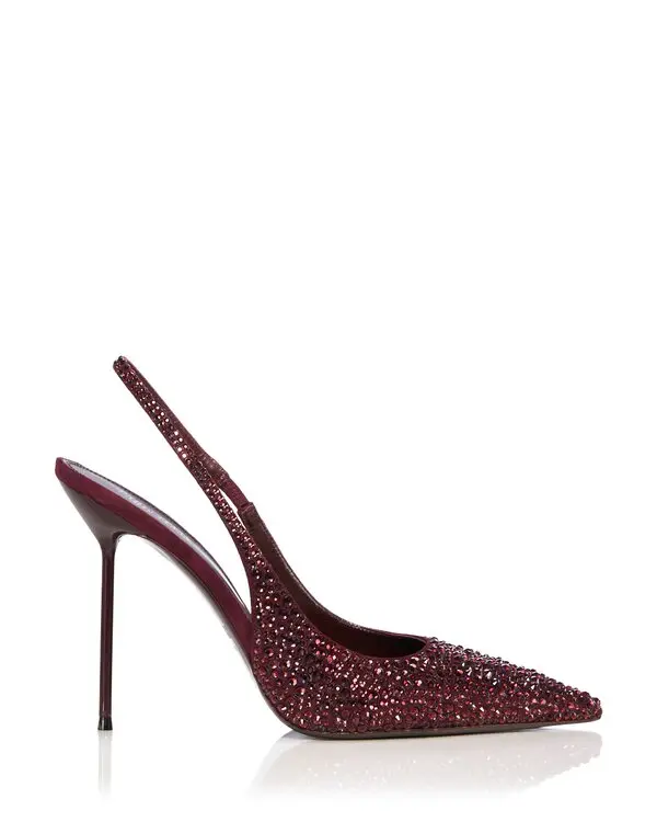 Paris Texas Lidia Crystal Embellished Slingback Pumps - Dark Ruby