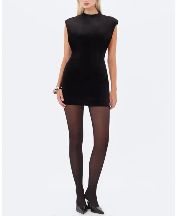 MISS CIRCLE NEW YORK Vienna Velvet Mock Neck Mini Dress
