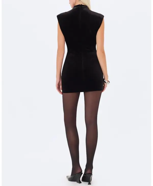 MISS CIRCLE NEW YORK Vienna Velvet Mock Neck Mini Dress