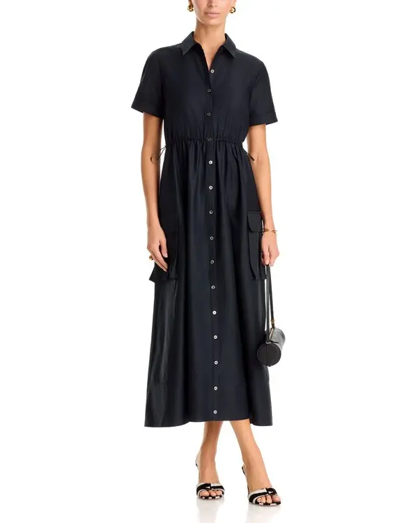 TOCCIN Maxine Short Sleeve Cotton Blend Shirt Dress
