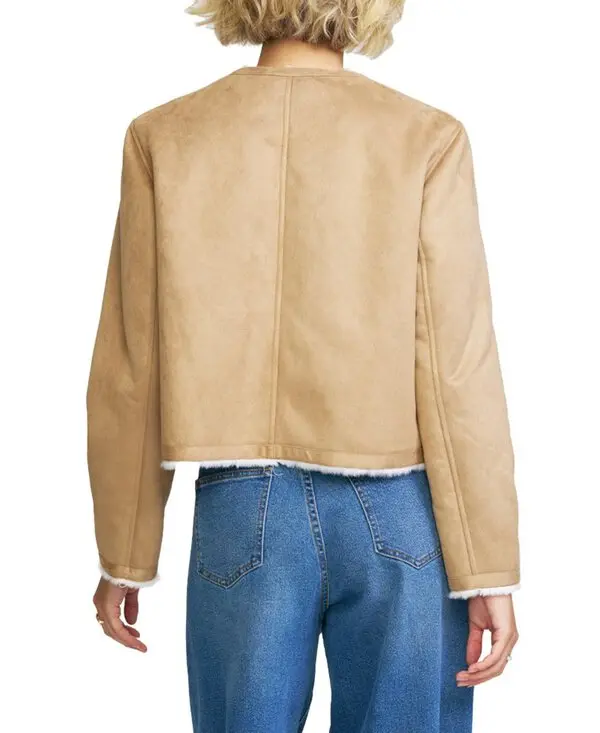 ELLE COLLECTION Faux Shearling Cropped Jacket