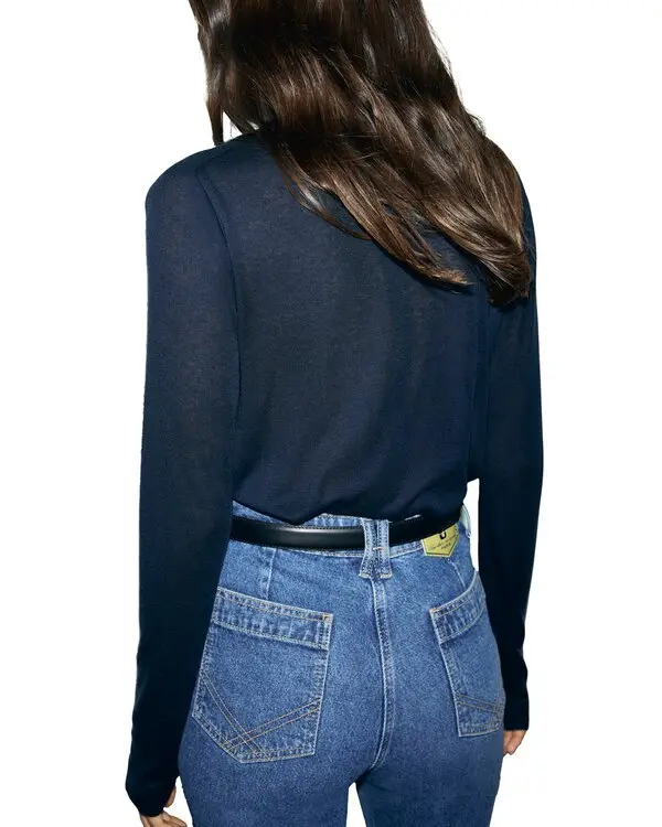 Gerard Darel Belen Long Sleeve Semi Sheer Tee - Navy