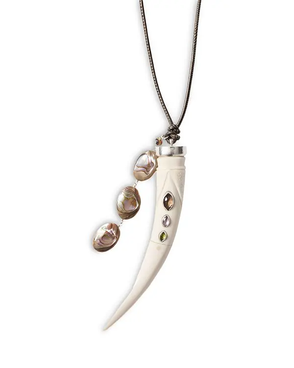 Chan Luu Tusk Gemstone Multi Charm Pendant Necklace, 46 - Abalone