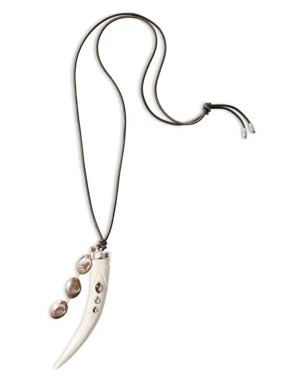 Chan Luu Tusk Gemstone Multi Charm Pendant Necklace, 46