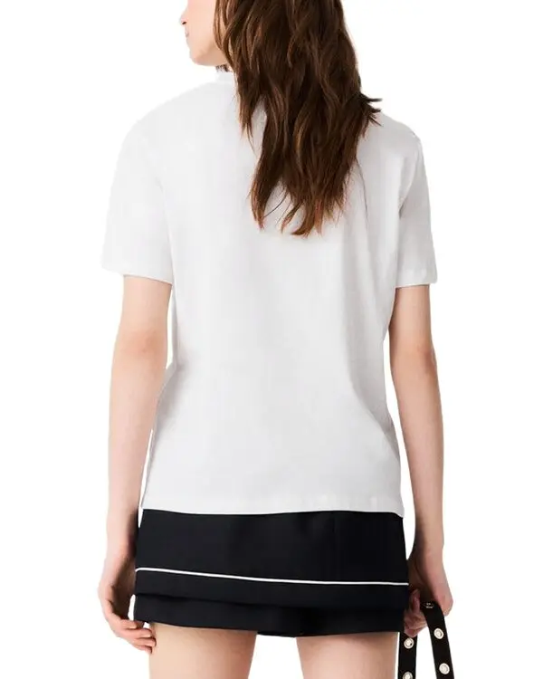 Maje Tilt Cotton Paris Embroidered Tee