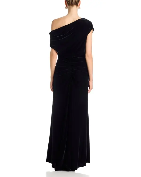 Aqua Velvet Off The Shoulder Maxi Dress Exclusive